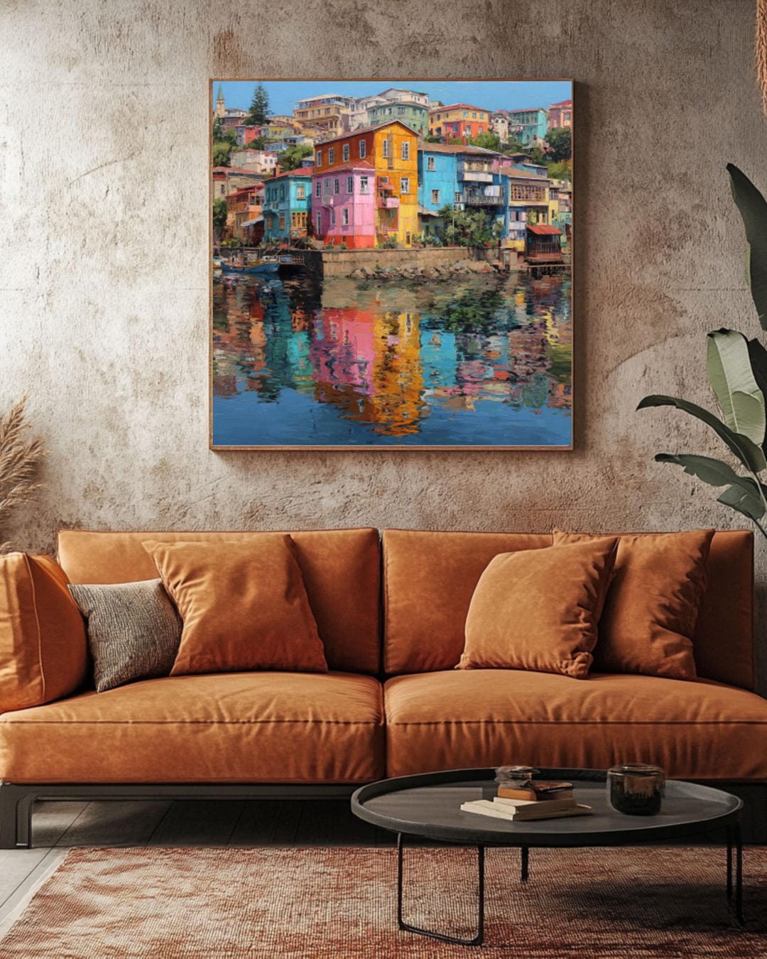 Colorful Valparaíso Houses Wall Art – Mendzheev Water Reflection ...