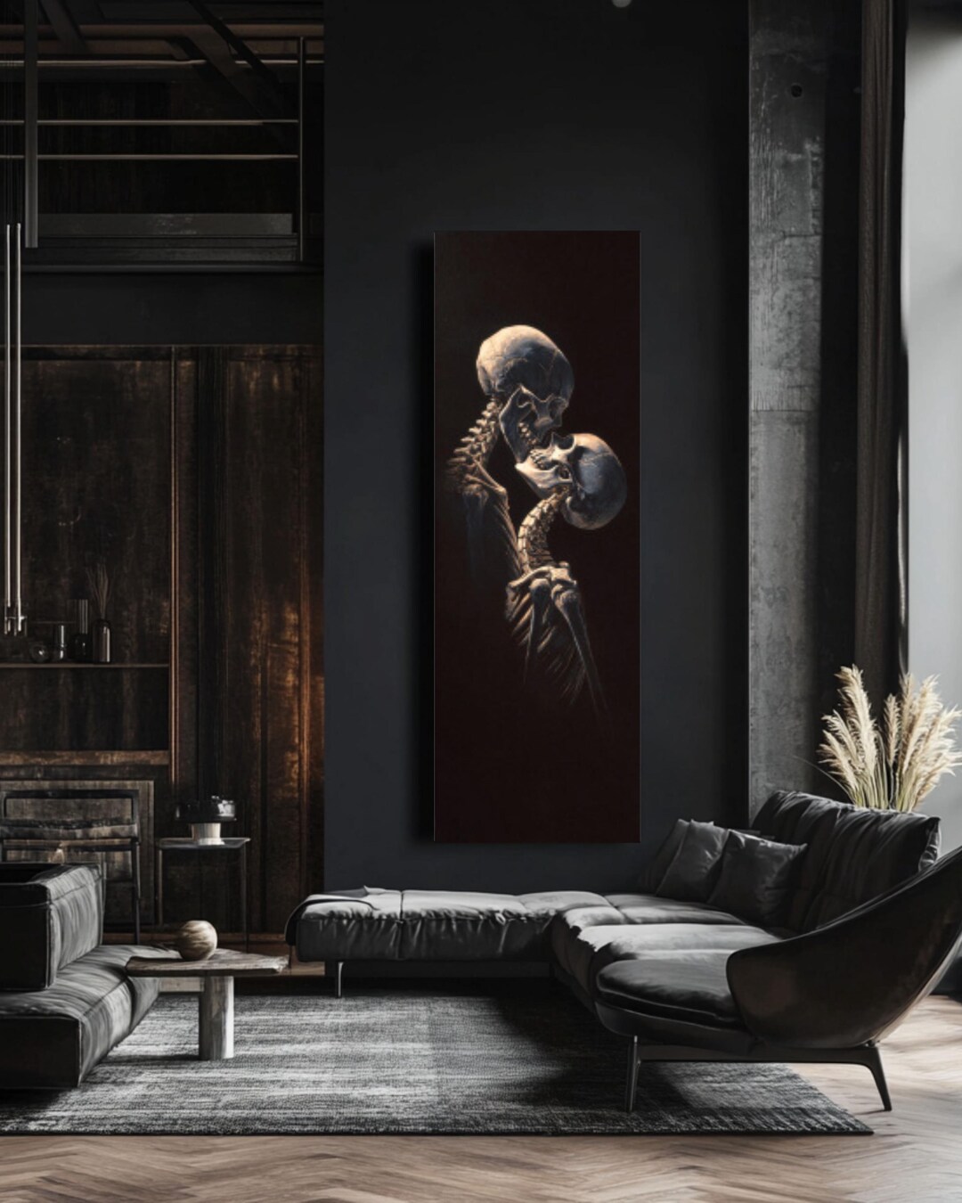 Gothic Kissing Skeletons Oil Painting, Dark Romantic Halloween Canvas ...