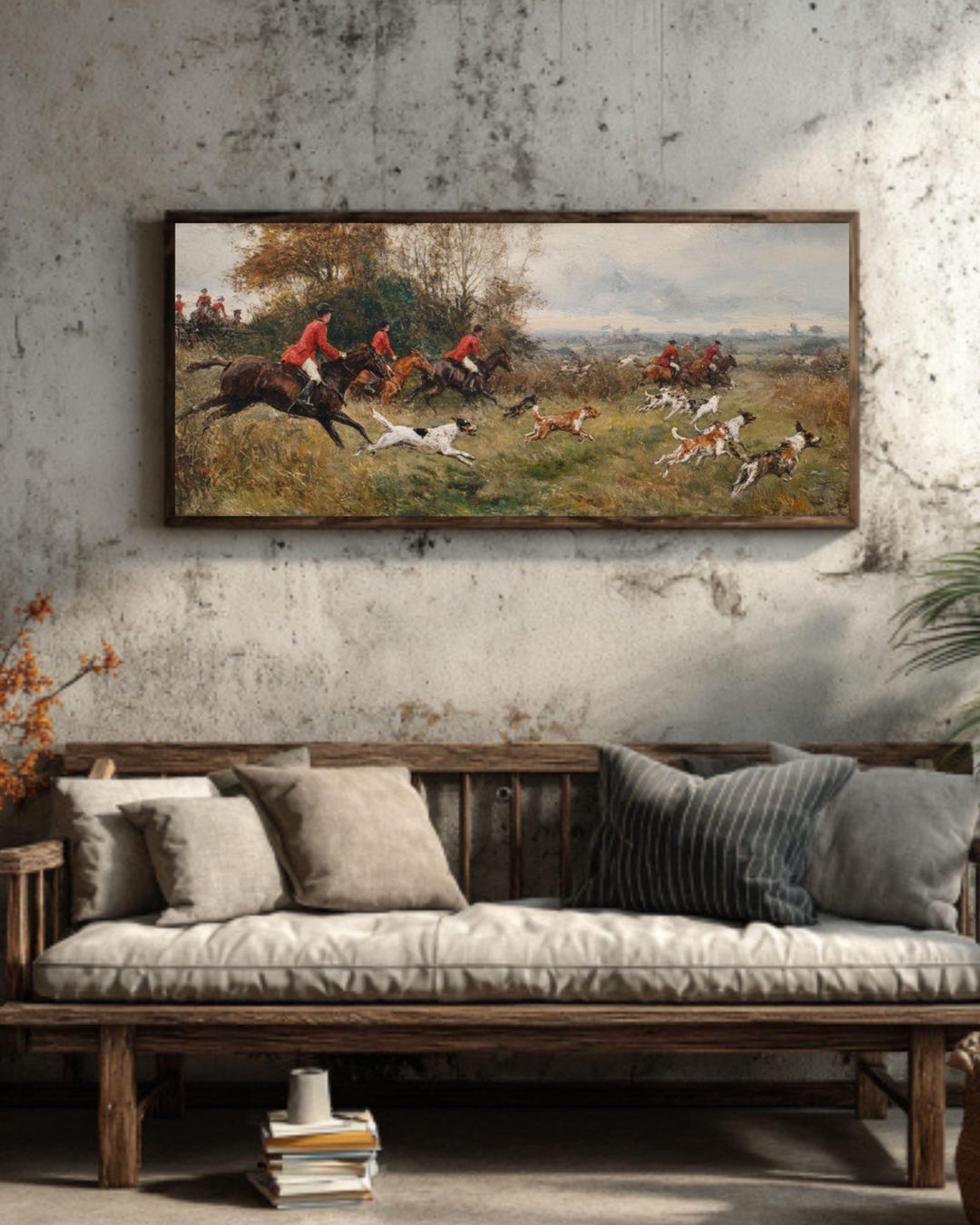 Traditional English Fox Hunt Canvas, Henry Scott Tuke Style Oil Art ...