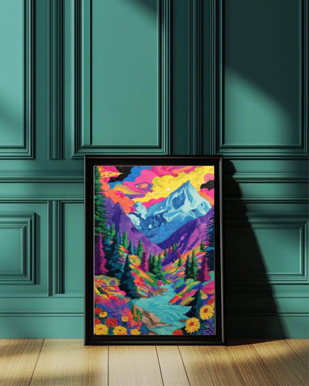Psychedelic Mountain Art, Trippy Landscape Poster, Colorful Nature ...