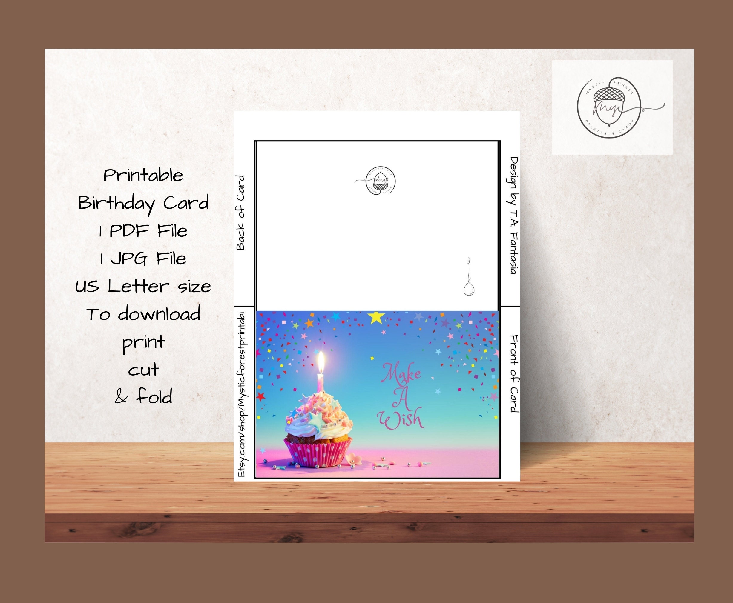 Birthday Wishes Printable Card Instant Download PDF Birthday Card and ...
