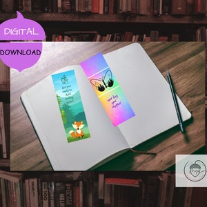 Fox and Butterfly Printable Bookmarks Instant Download Digital Product ...
