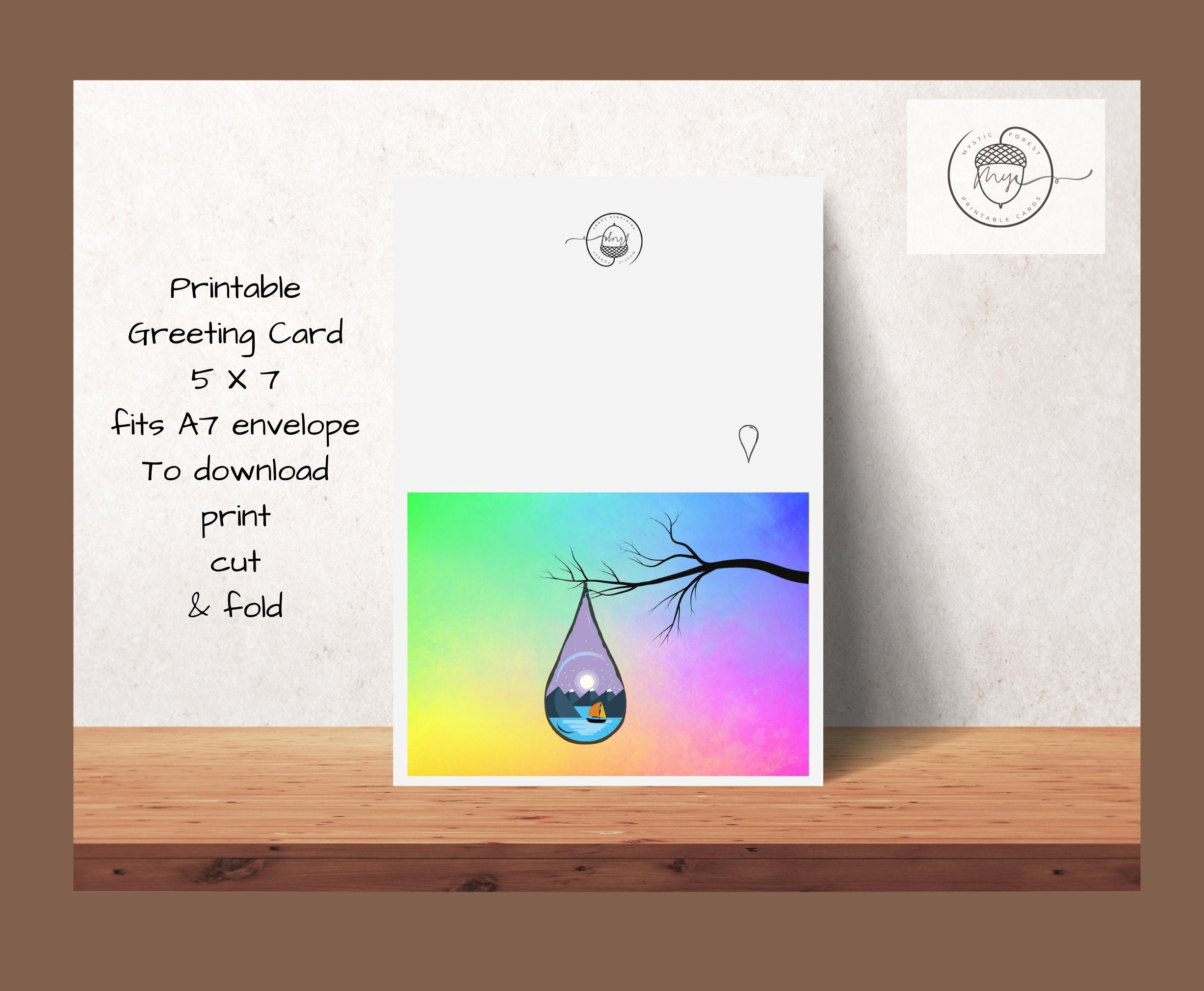 Raindrop Printable Card Instant Download PDF Blank Card and - Etsy