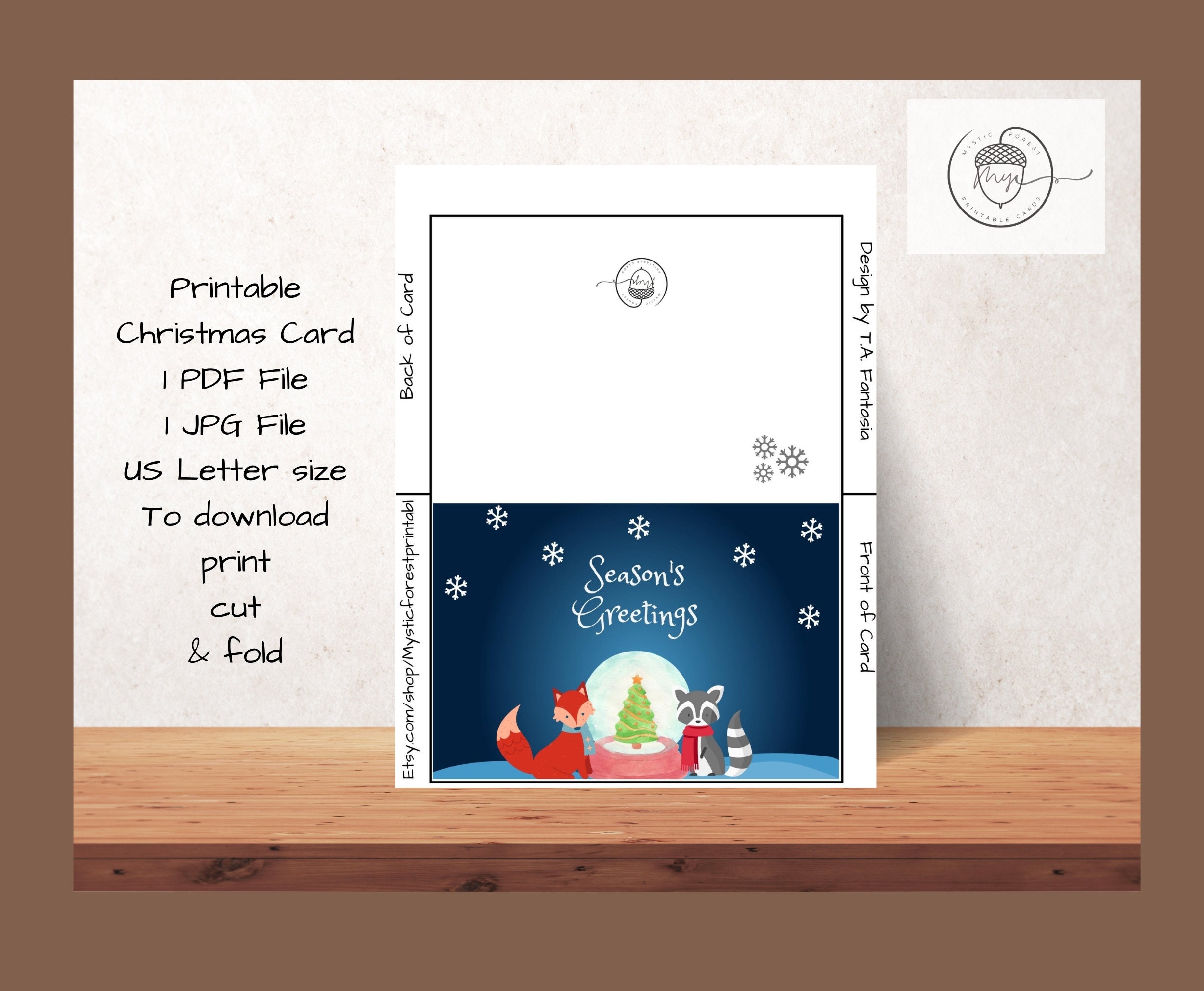 Seasons Greetings Printable Card Instant Download PDF Blank Card and ...
