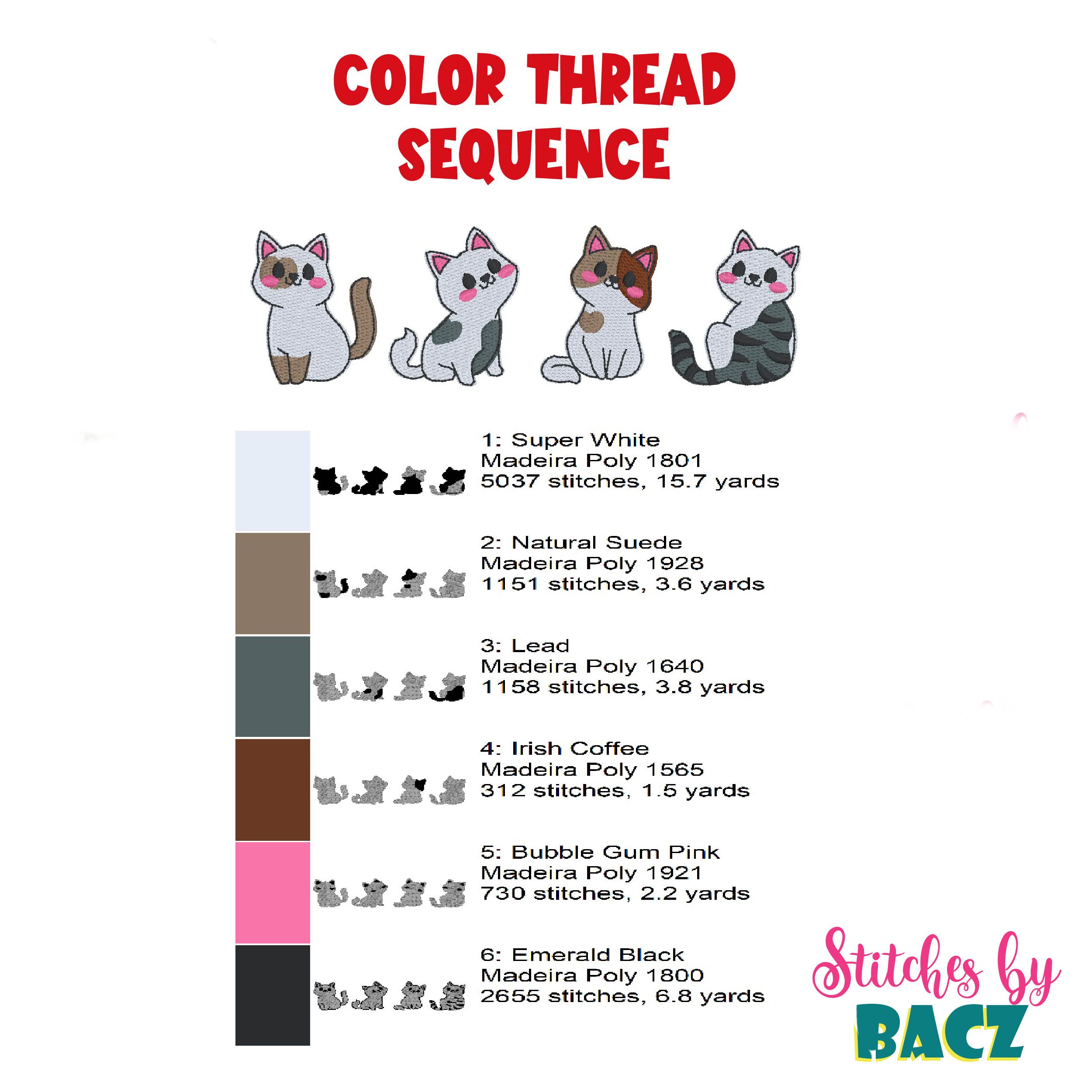 Cats Embroidery Design, 3 Sizes, Instant Digital File Download - Etsy