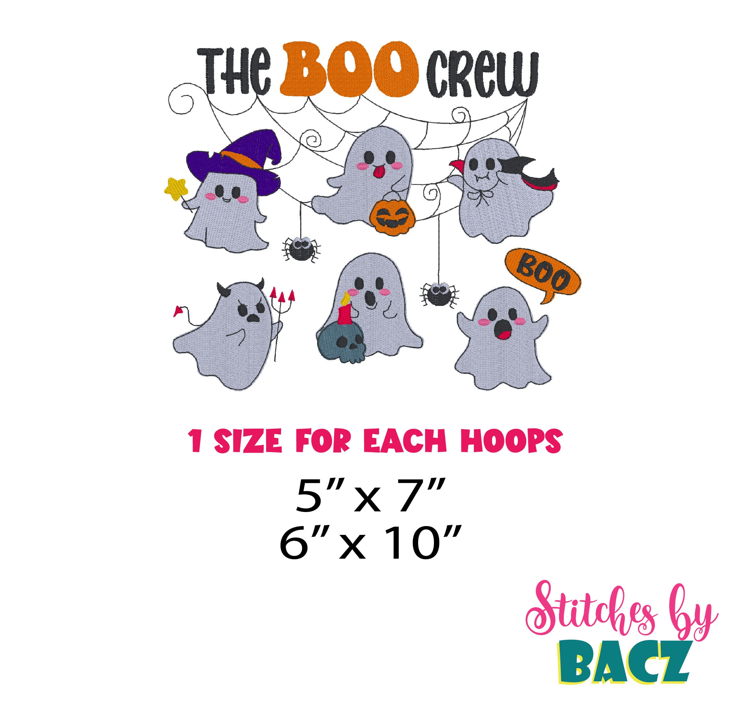 The BOO Crew Embroidery Design, 5 Sizes, Instant Digital File Download ...