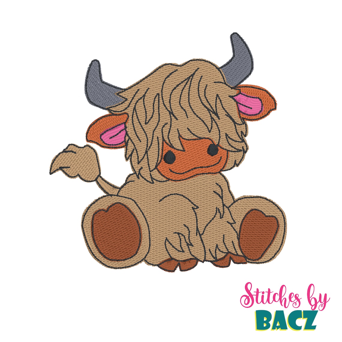 Highland Cow Embroidery Design, 5 Sizes, Instant Digital File Download ...