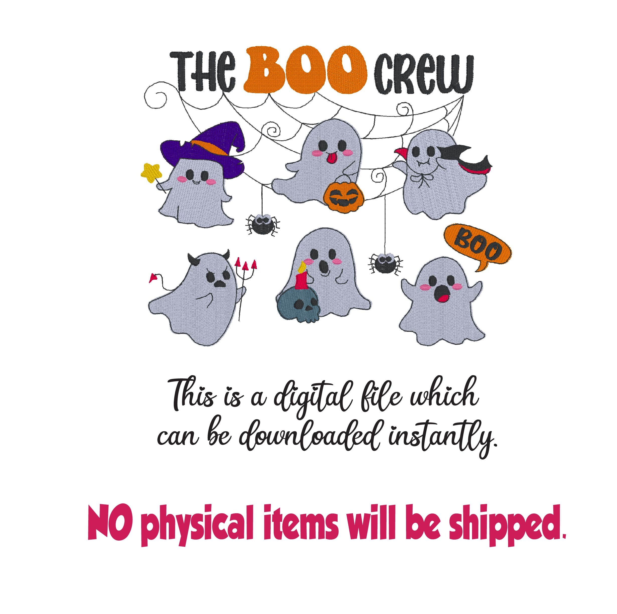 The BOO Crew Embroidery Design, 5 Sizes, Instant Digital File Download ...