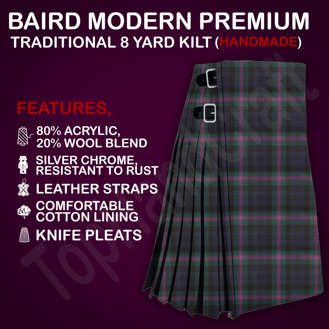 Clan Baird Modern Premium Tartan Kilt Traditional 8 Yard - Etsy