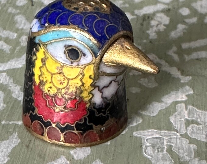 Vintage Colorful Cloisonne Bird Head Thimble - Etsy