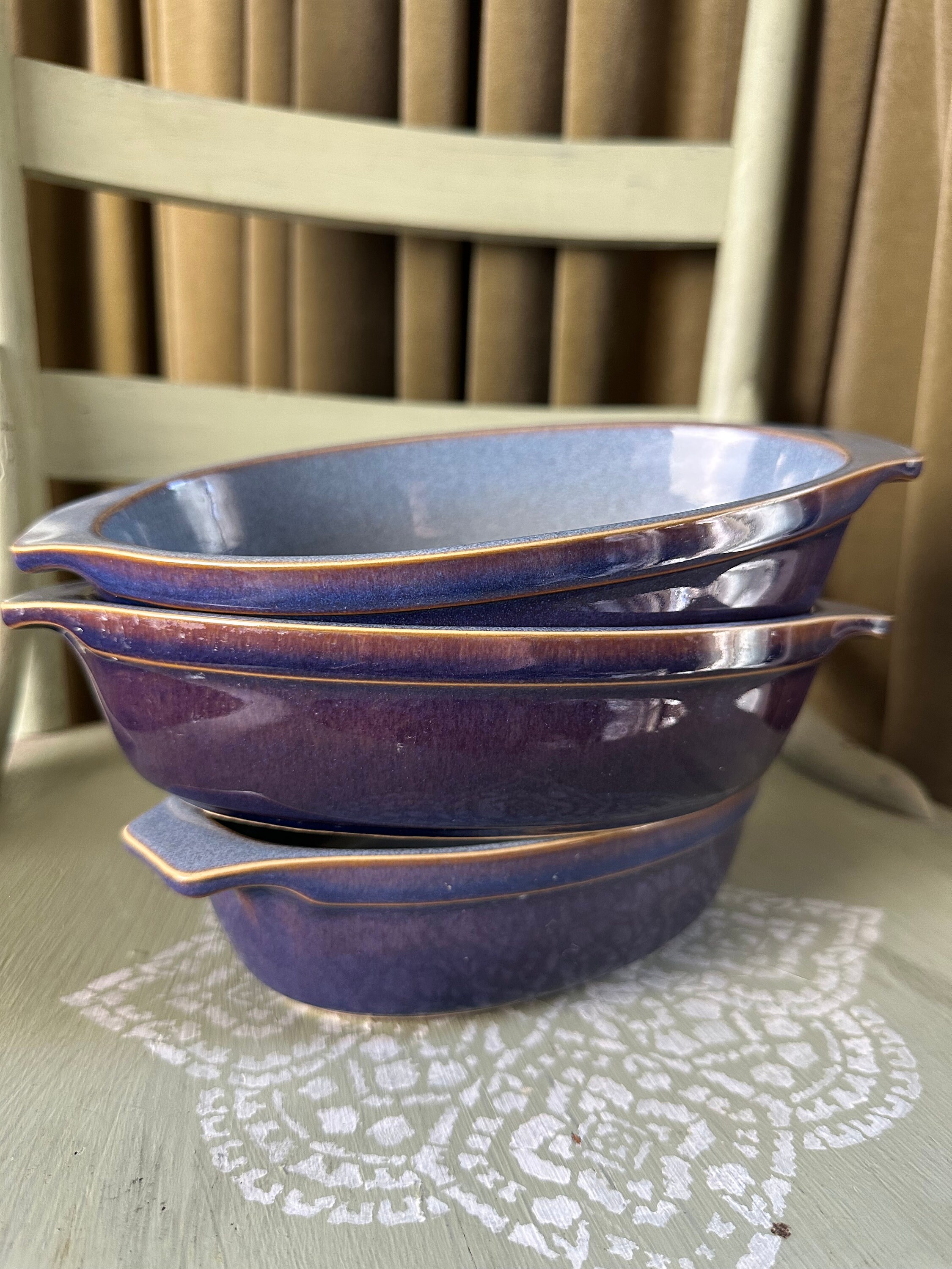 Denby Storm Augratin Baking Dishes Handcrafted Discontinued Made in ...