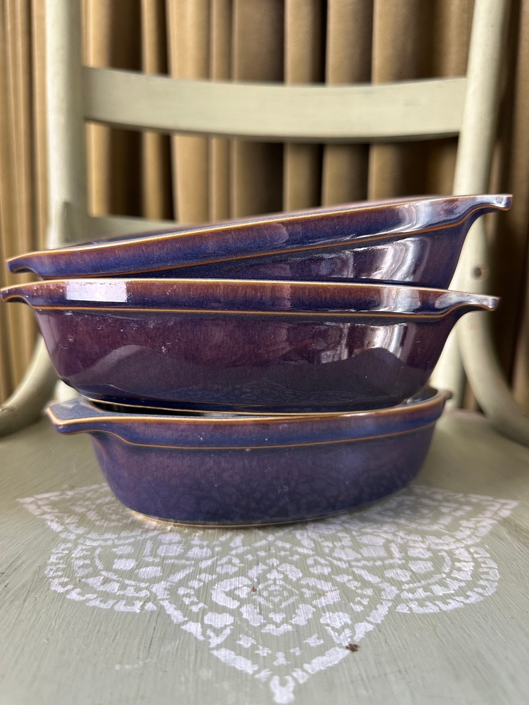 Denby Storm Augratin Baking Dishes Handcrafted Discontinued Made in ...