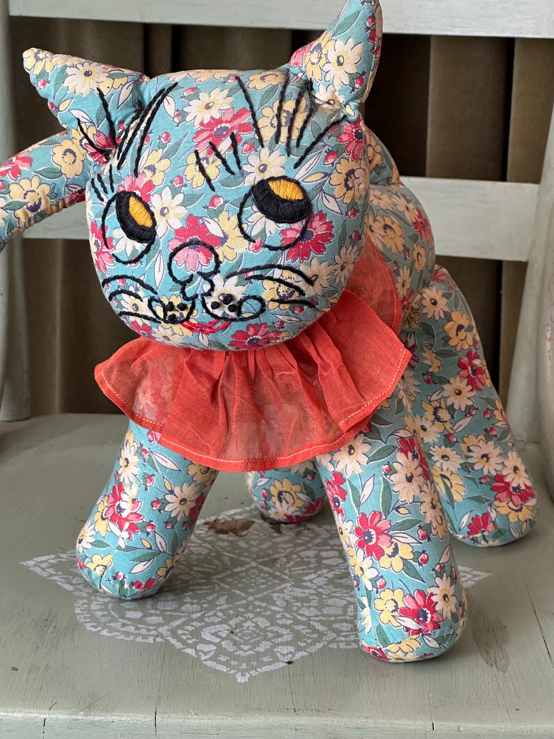 Vintage 1980s Hand Made Kitty Kat Stuffed Toy - Etsy