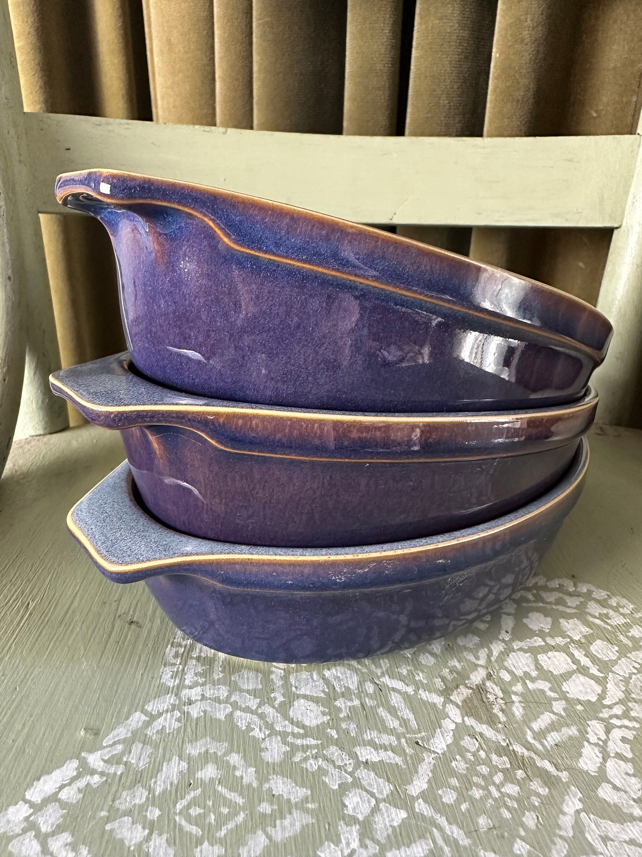 Denby Storm Augratin Baking Dishes Handcrafted Discontinued Made in ...