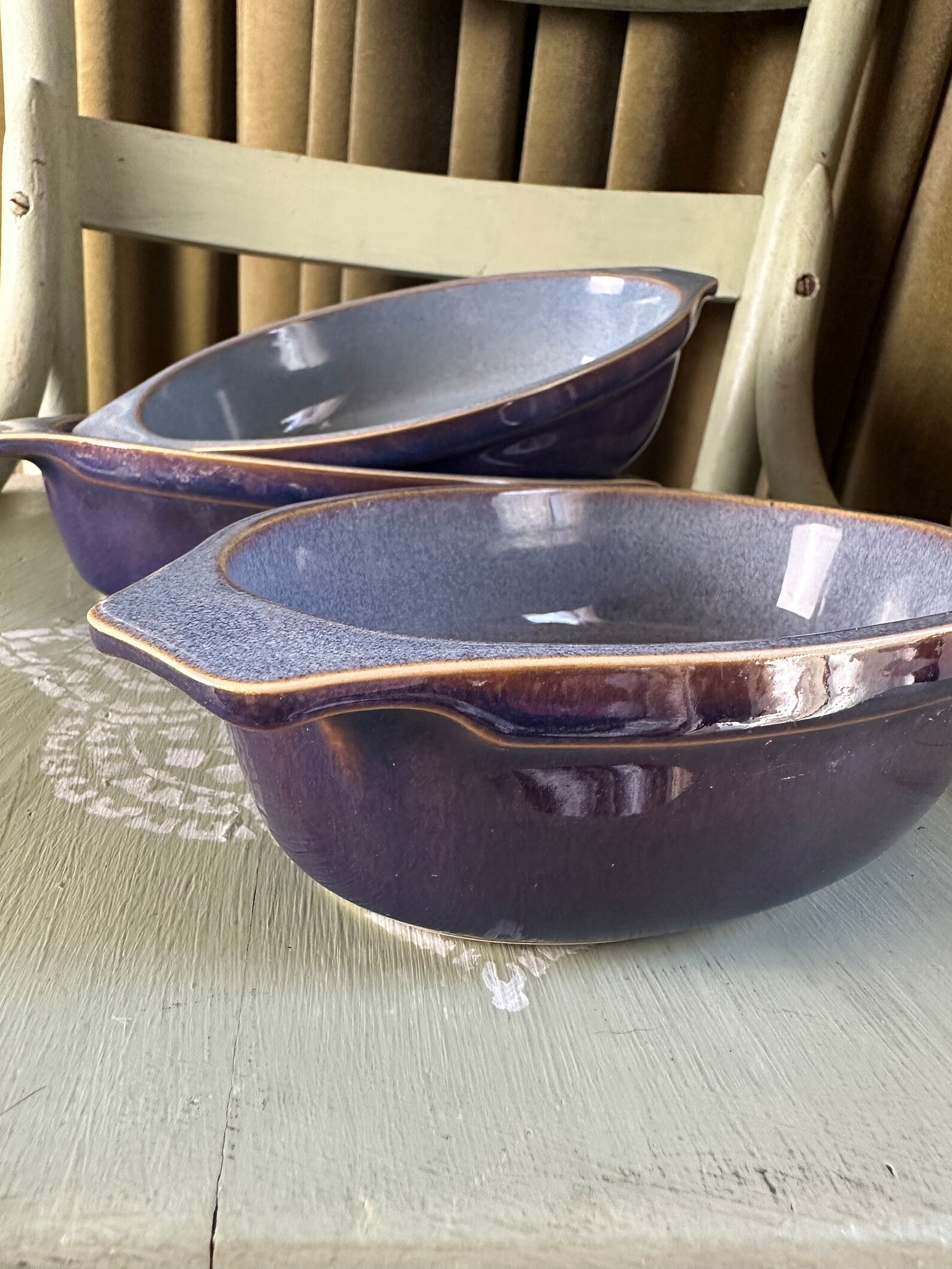 Denby Storm Augratin Baking Dishes Handcrafted Discontinued Made in ...