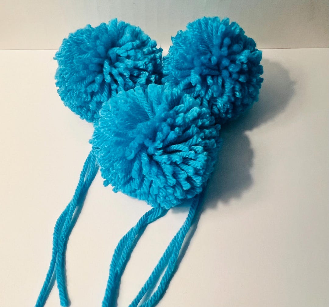 Set of 3 Aqua Blue Yarn Poms, Blue Yarn Poms, Yarn Pom Poms, Pompoms ...