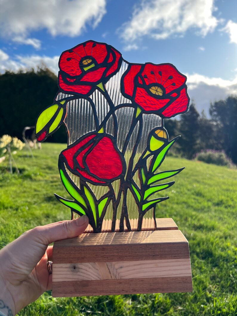 Poppies - Stained Glass Pattern - Instant Digital Download (PDF|PNG) - Etsy