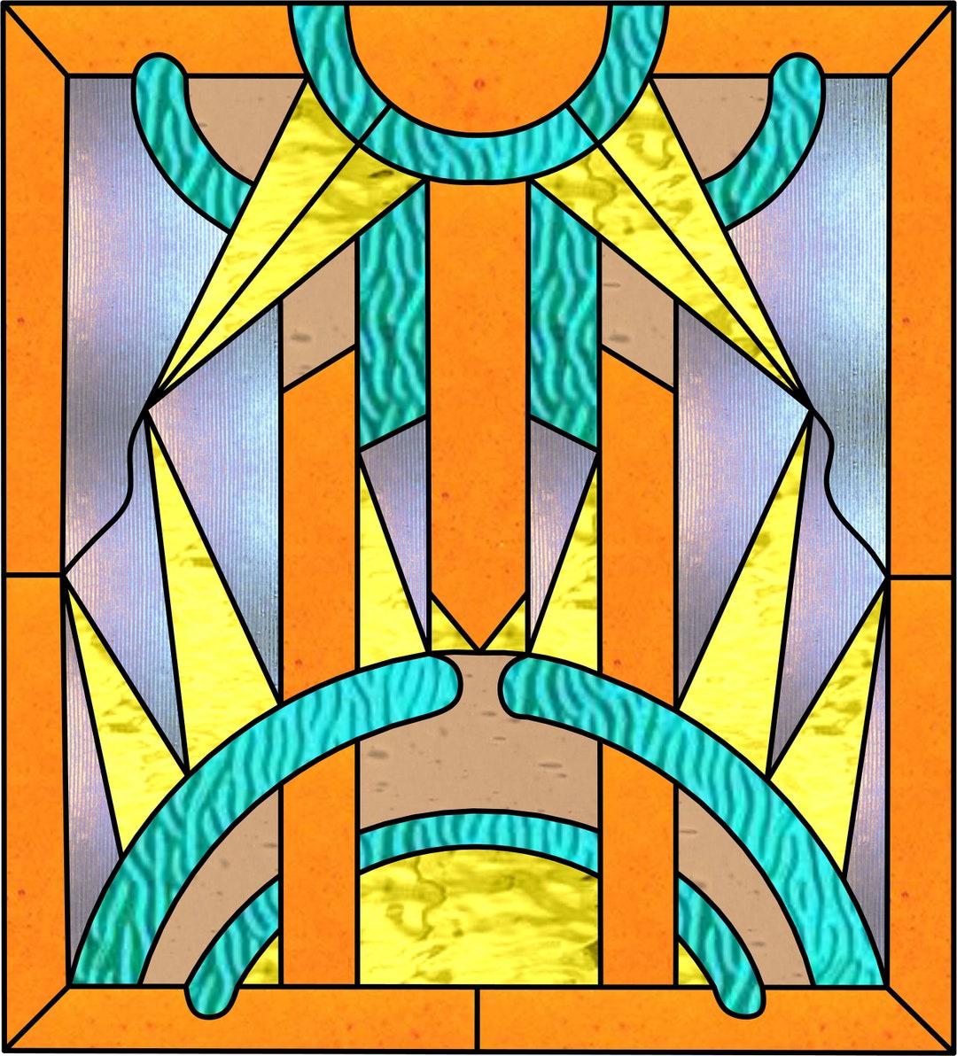 Stained Glass Art Deco Panel - Stained Glass Pattern - Instant Digital ...