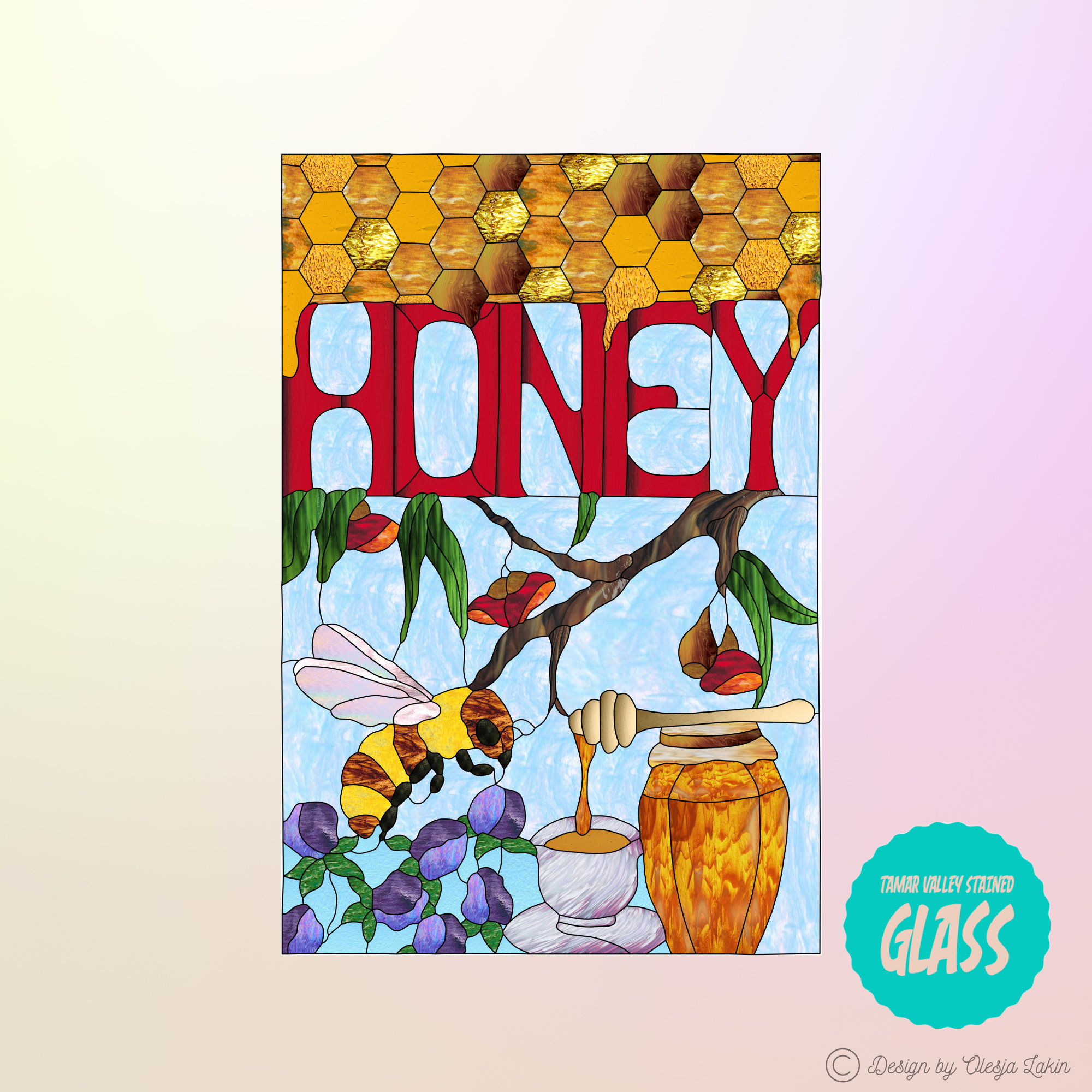 Honey Bee - Stained Glass Pattern - Instant Digital Download (PNG|PDF ...