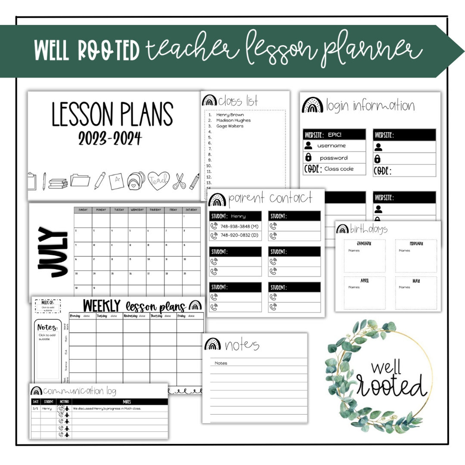 2024-2025 SIMPLE, EDITABLE Digital Teacher Lesson Planner - Etsy