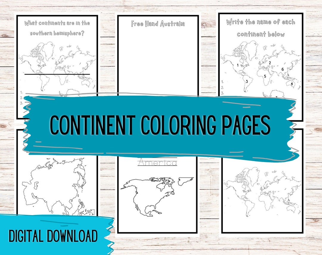Continents Coloring Pages | Geography and Continents Worksheets ...