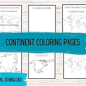 Continents Coloring Pages | Geography and Continents Worksheets ...