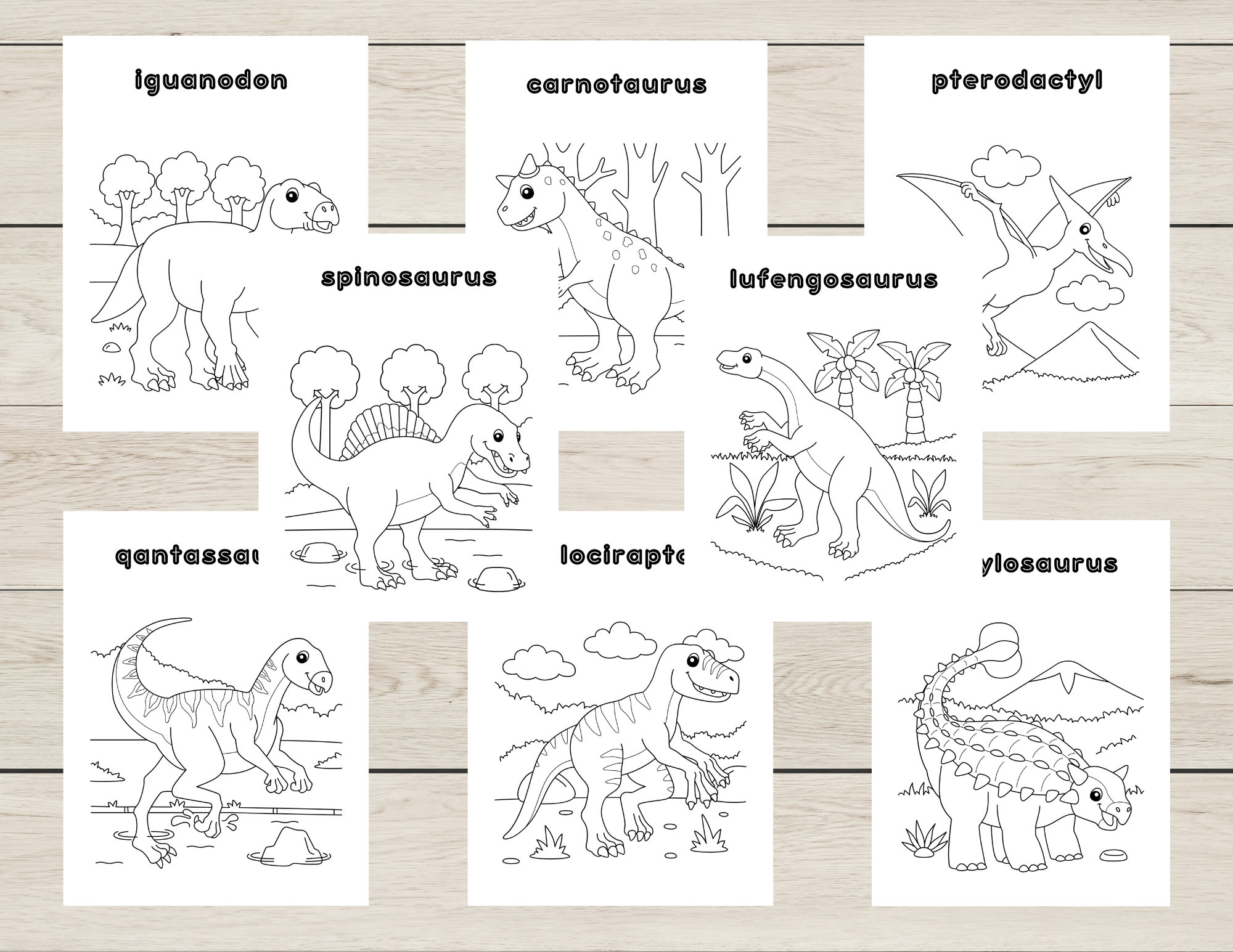 Dinosaur Coloring Pages | Learn Dinosaur Names Activity Book | Adult ...