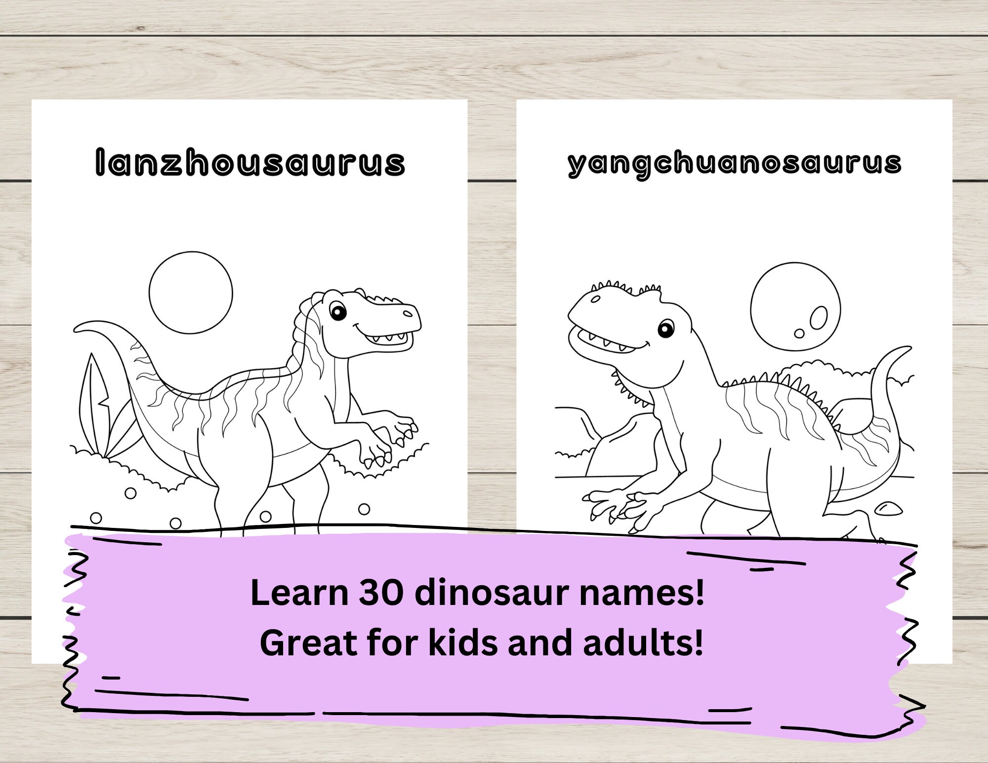 Dinosaur Coloring Pages | Learn Dinosaur Names Activity Book | Adult ...