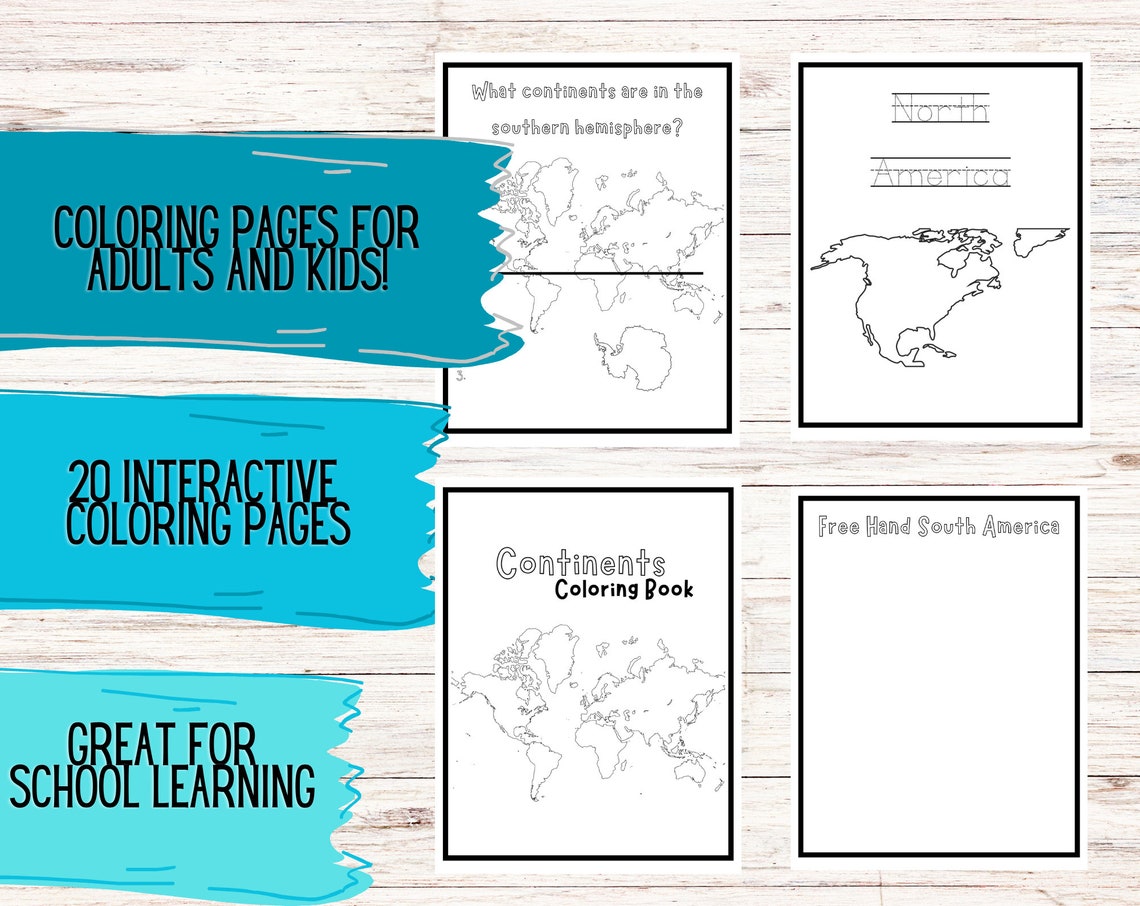 Continents Coloring Pages | Geography and Continents Worksheets ...