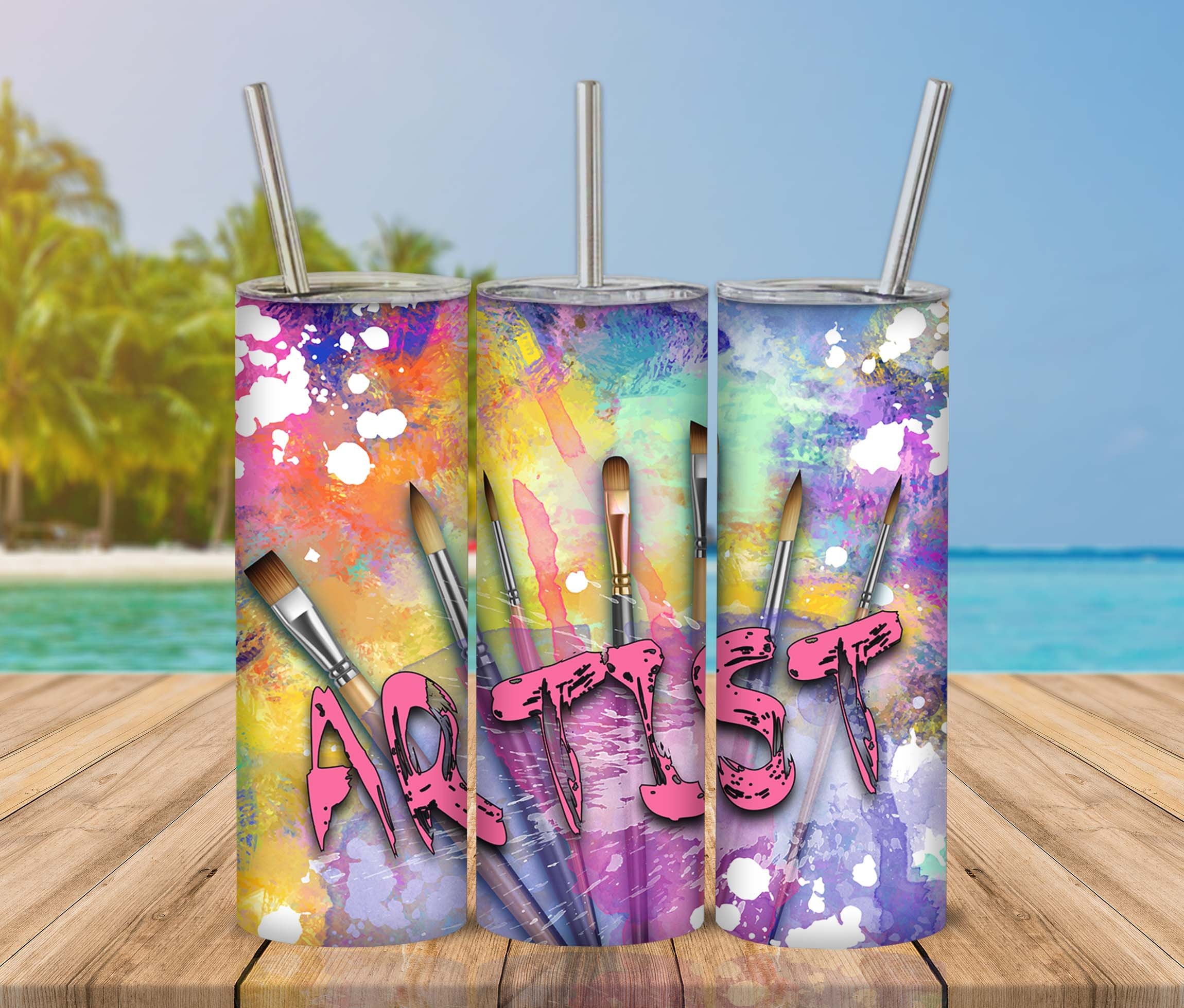 20 Oz Skinny Tumbler Sublimation Artist Design Digital Download PNG ...