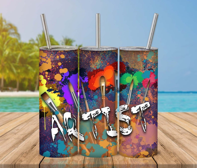 20 Oz Skinny Tumbler Sublimation Artist Design Digital Download PNG ...