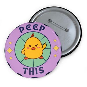 Playful Chick Custom Pin Buttons, Cute Accessories, Gifts for Friends ...