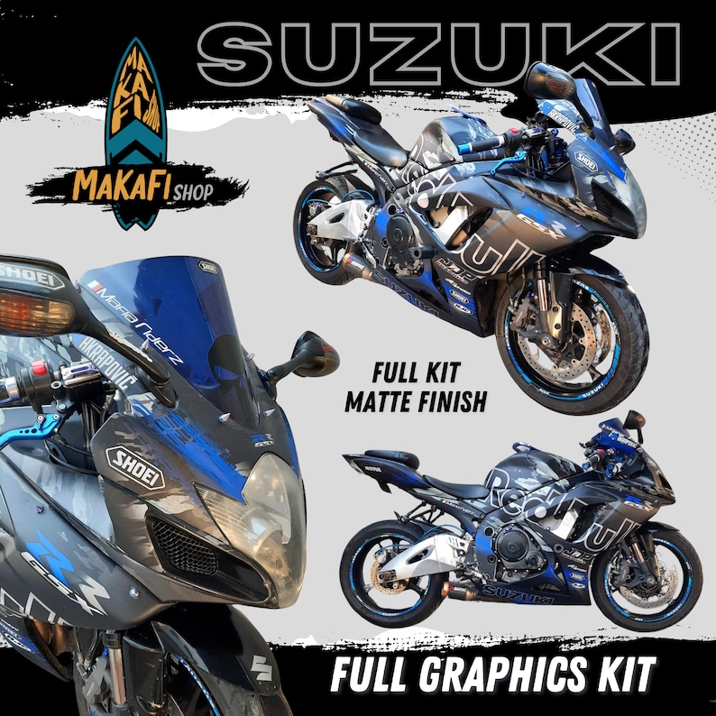 Matte SUZUKI GSXR 750 FUL Graphics Kit - Covers Both Sides, Front, Rear ...