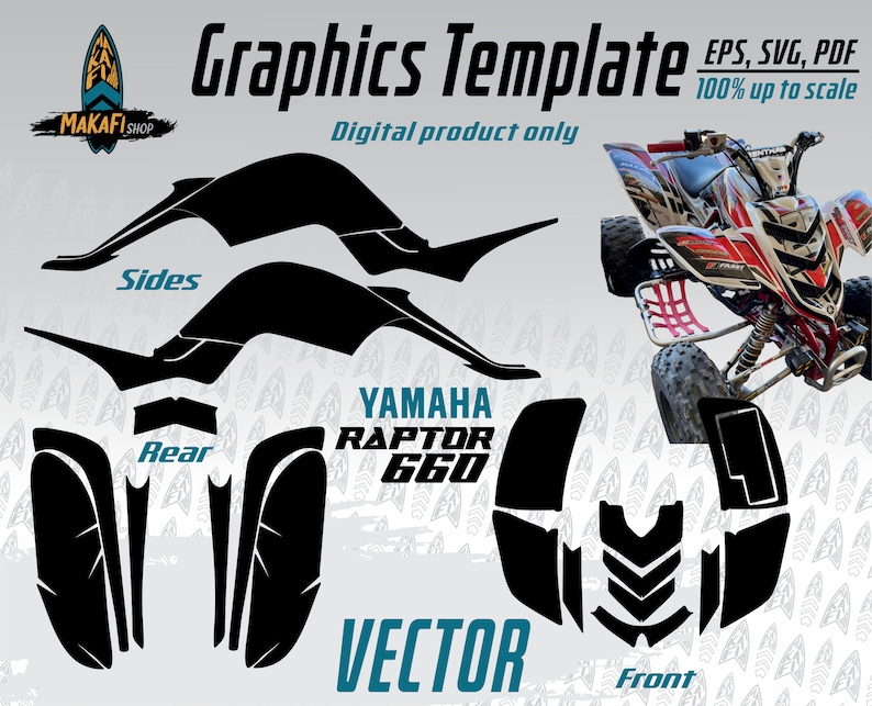 Graphics Template - Yamaha Raptor 660 EPS SVG PDF - Etsy