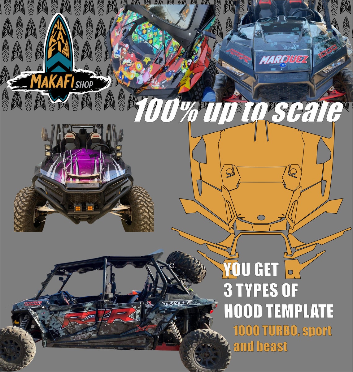 Polaris Rzr 1000 Graphics Template - 100% up to Scale Redy to Design - Etsy