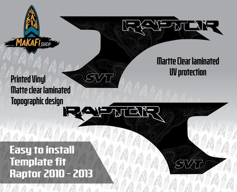 2010 - 2014 Ford Raptor SVT Decals - Topographic Desing off Road Matte ...