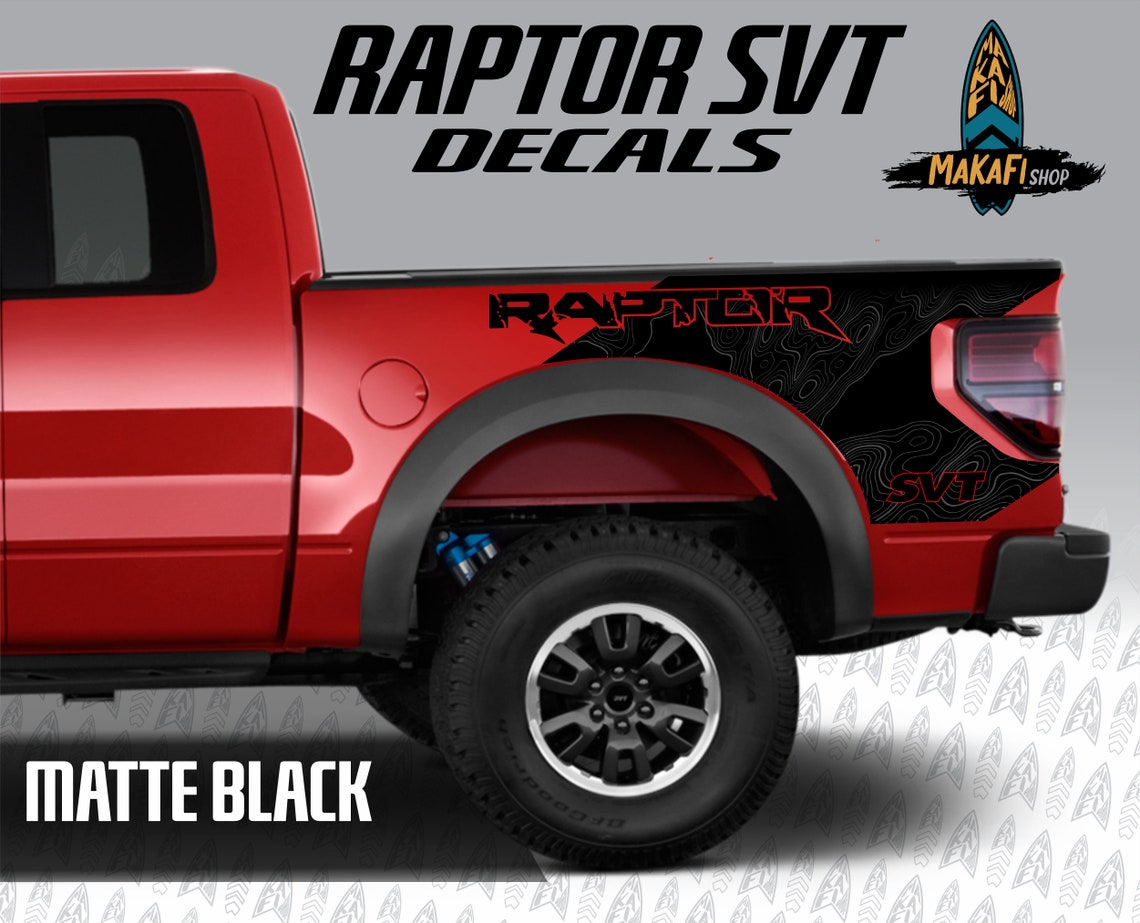 2010 - 2014 Ford Raptor SVT Decals - Topographic Desing off Road Matte ...