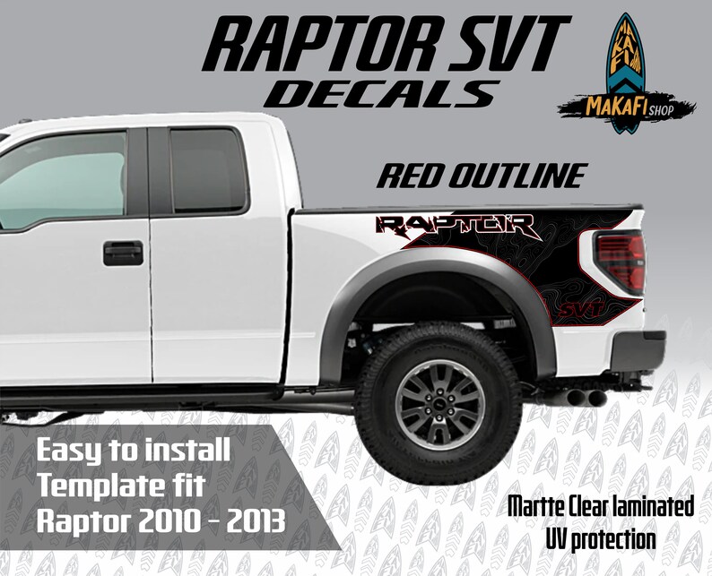 2010 - 2014 Ford Raptor SVT Decals - Topographic Desing off Road Matte ...