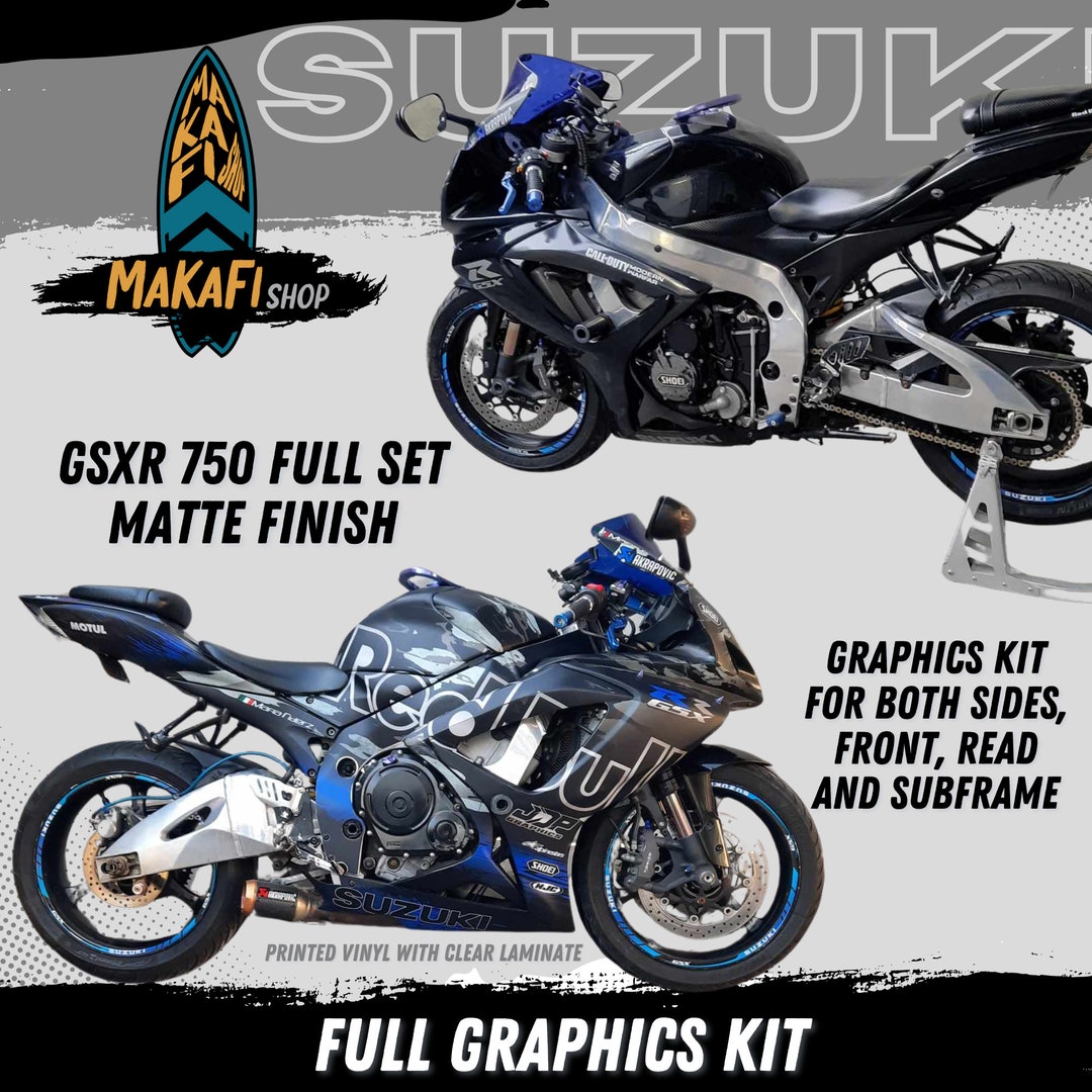 Matte SUZUKI GSXR 750 FUL Graphics Kit - Covers Both Sides, Front, Rear ...