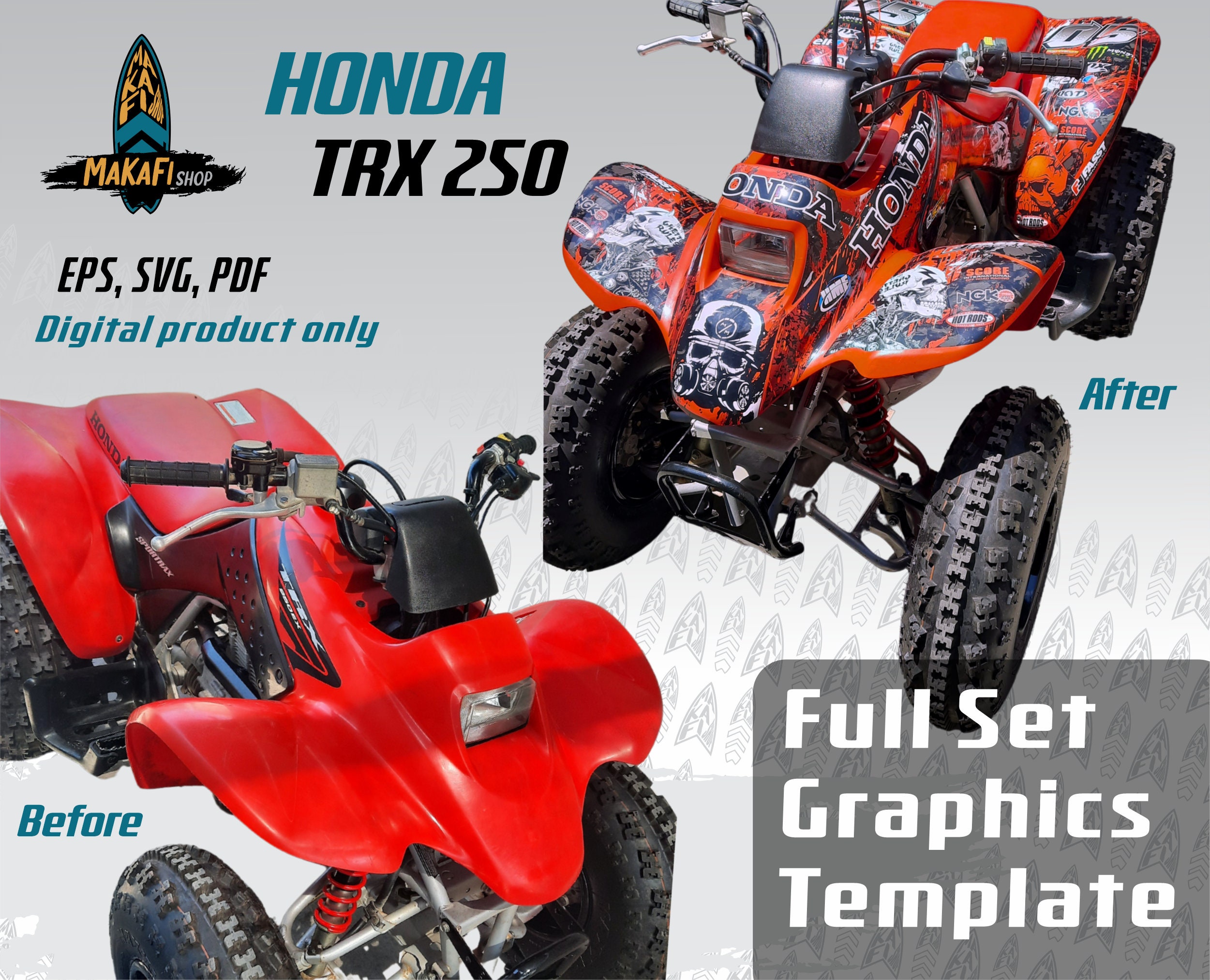 Honda TRX 250ex - Graphics Template Vector EPS SVG - Etsy