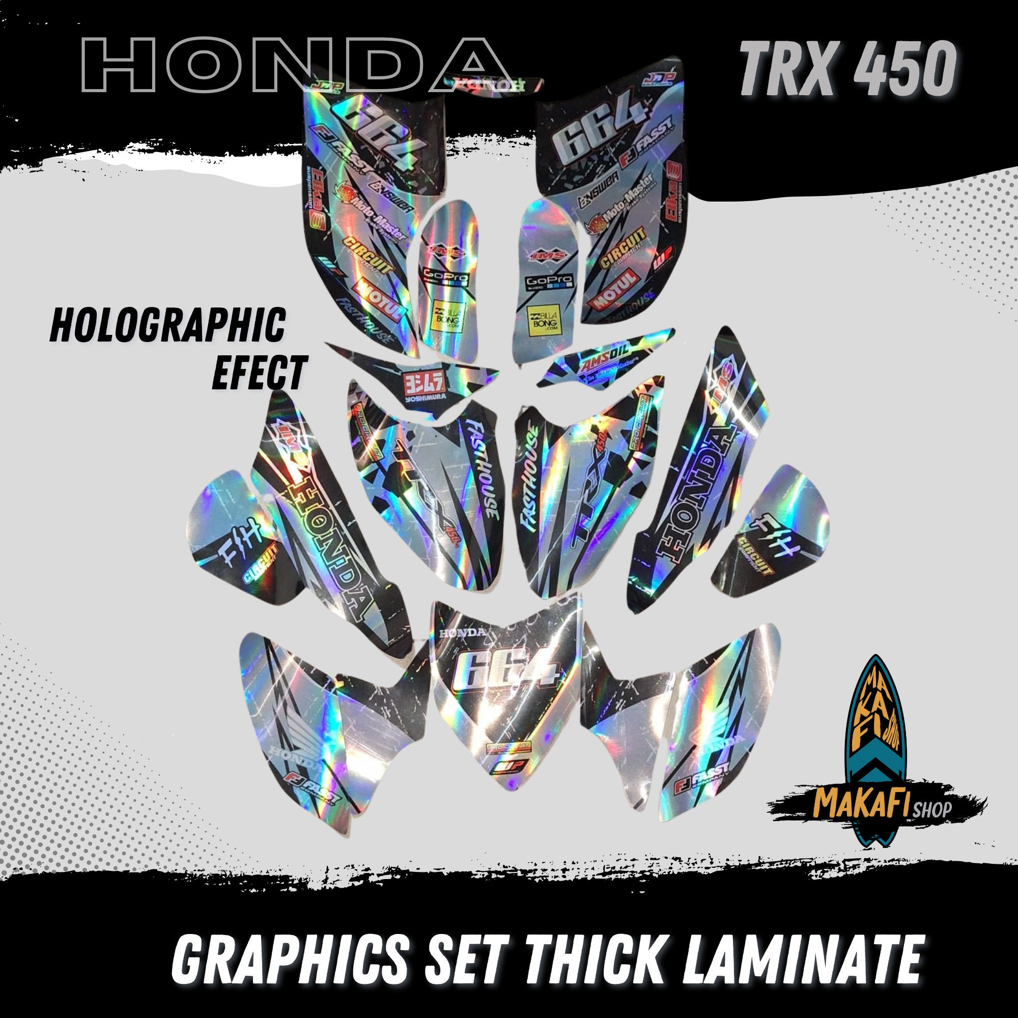 Holographics HONDA TRX 450 Graphics KIT Thick Laminate - Etsy
