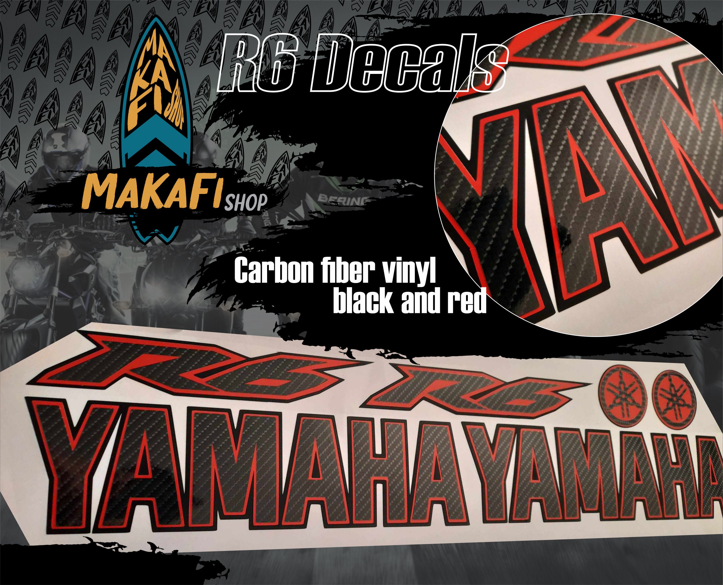 YAMAHA R6 YZF Decals - Carbon Fiber 5D Vinyl FREE Shipping - Etsy