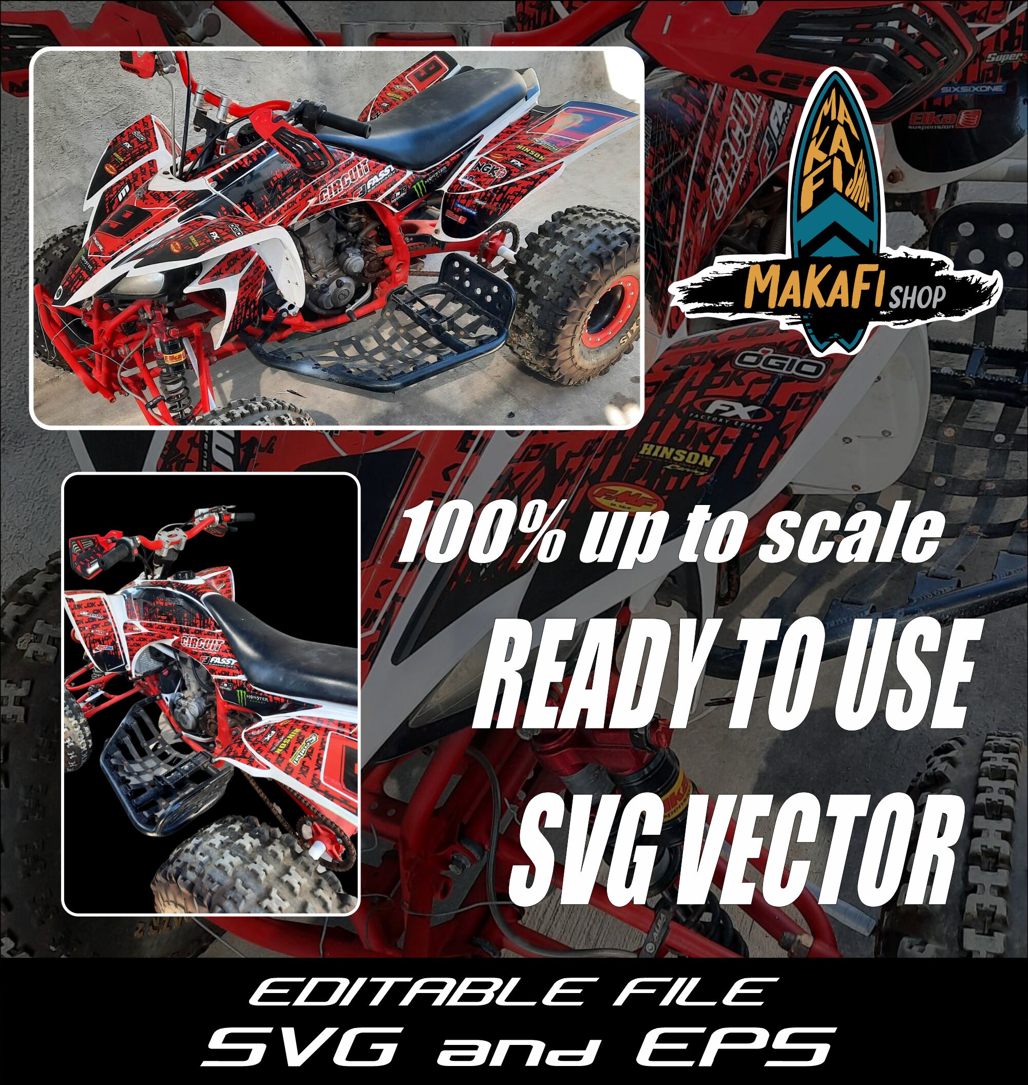 2005 - 2008 YFZ 450 Graphics Template 100% up to Scale Ready to Design ...