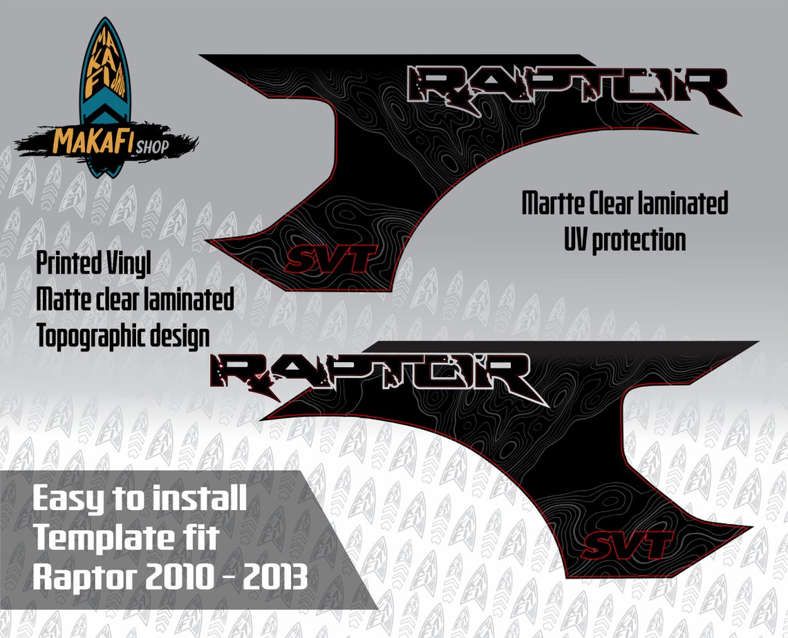2010 - 2014 Ford Raptor SVT Decals - Topographic Desing off Road Matte ...