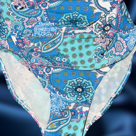 Y2K Paisley One Piece Swimsuit - Pink & Blue Bathing … - Gem