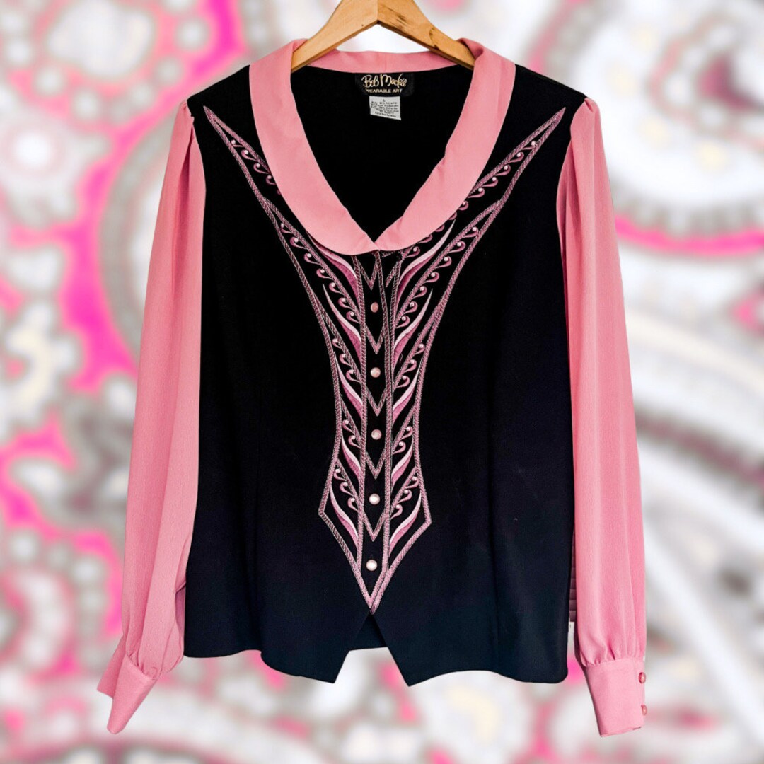 Vintage Western Bob Mackie Top - Size Large - Pink Vintage Western Top ...
