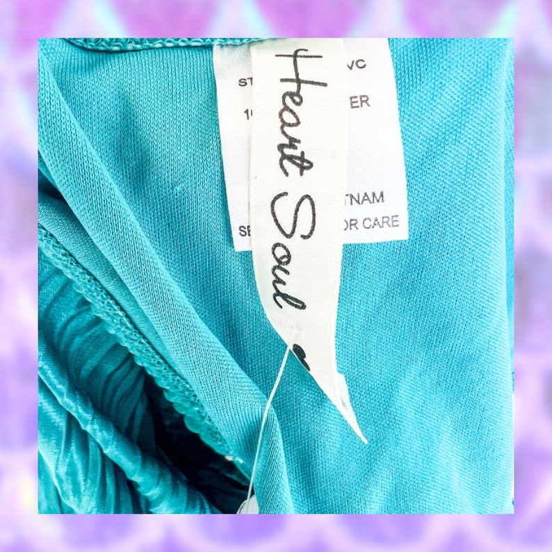 Y2K Mermaid Core Dress - NWT Teal Flowy Halter Neck Dress With Wood ...