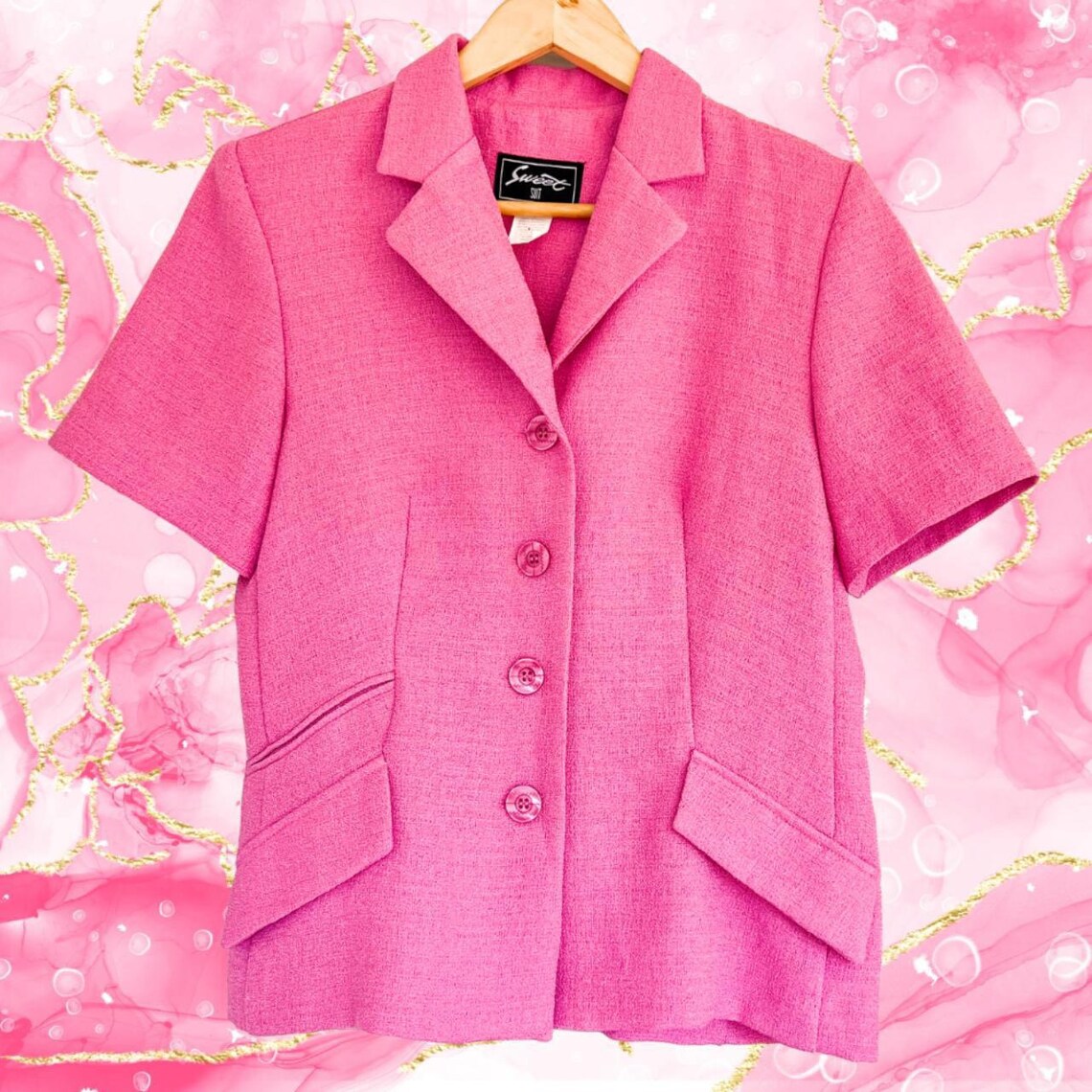 1980s Barbie Pink Jacket 1980s Pink Blazer Bright Pink Vintage Jacket ...