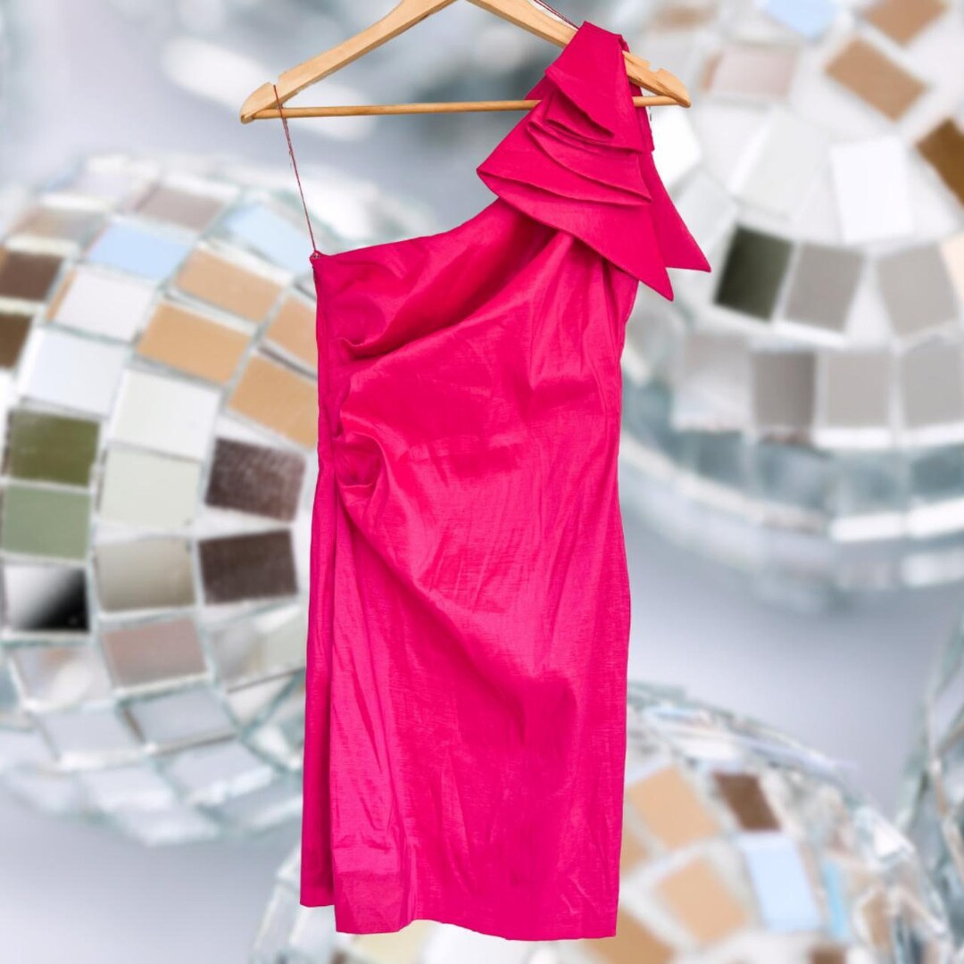 1980s Hot Pink Party Dress Made in USA Barbie Core Party Dress One ...