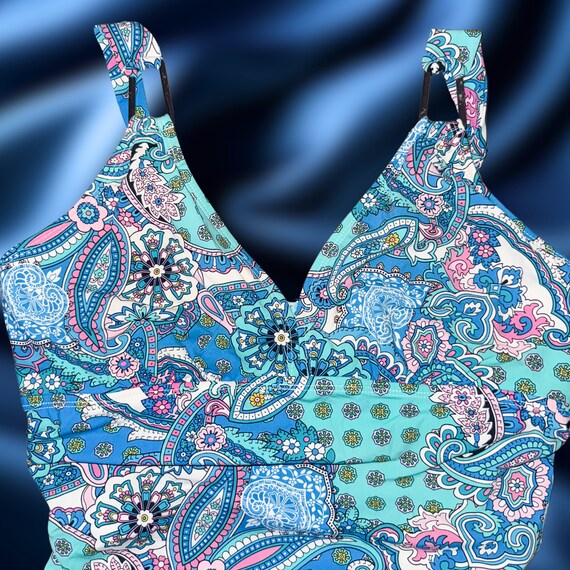 Y2K Paisley One Piece Swimsuit - Pink & Blue Bathing … - Gem